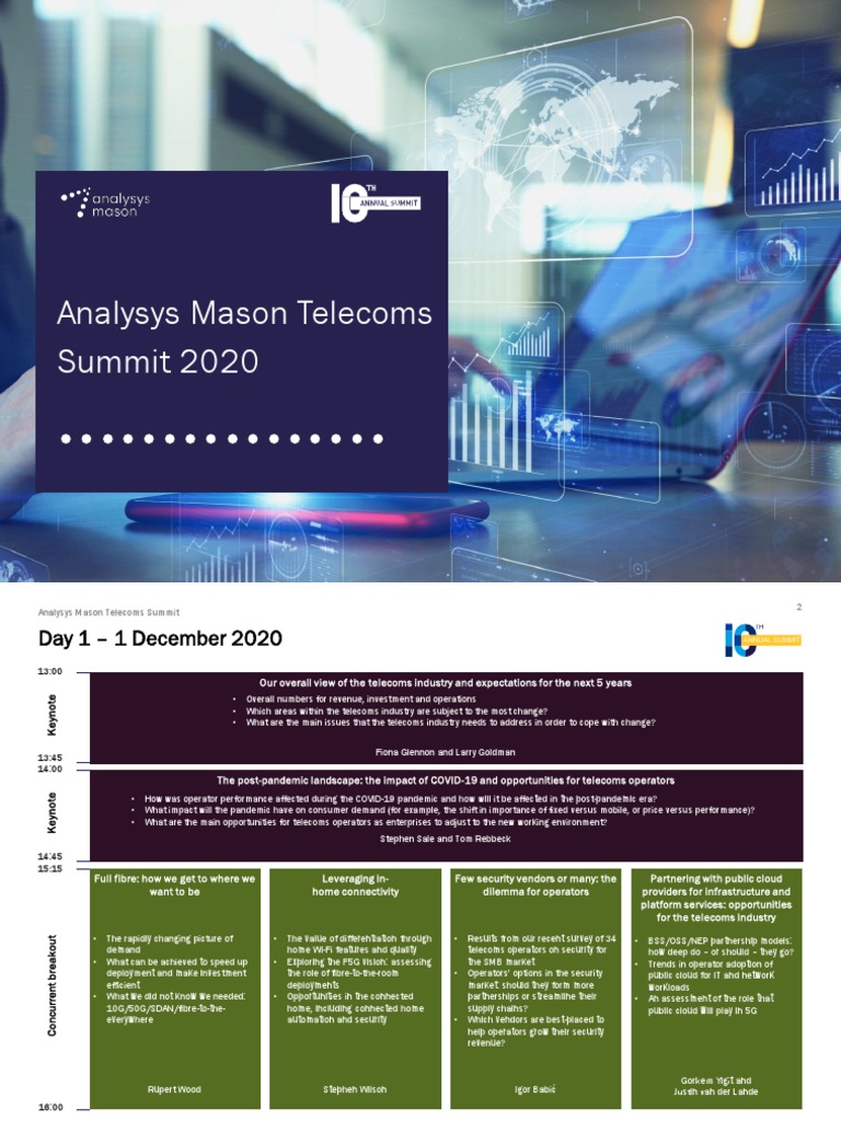 Analysys Mason Telecoms Summit 2020 Agenda | PDF | Cloud Computing | Telecommunication