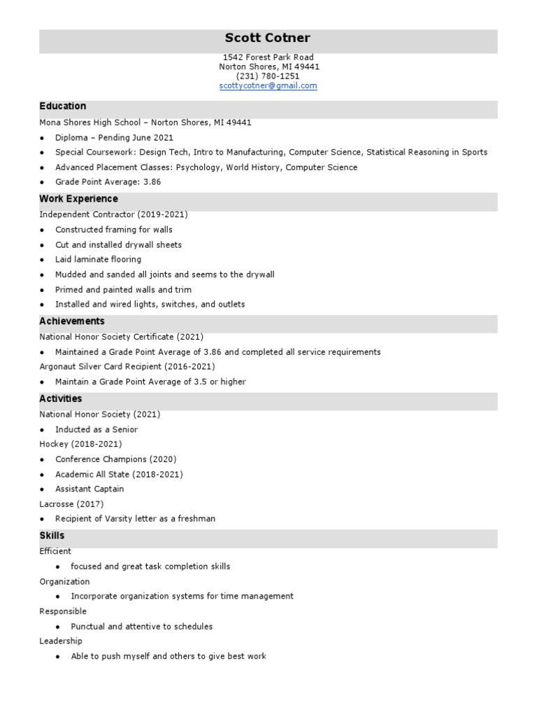 Scott Cotner's Resume Summary | PDF