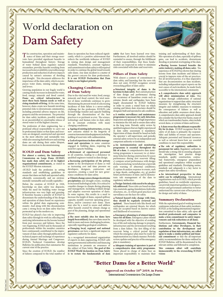 World Declaration On Dam Safety - ICOLD - A3 | PDF