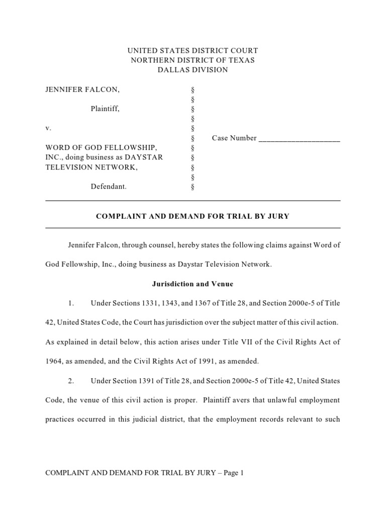 Complaint and Demand For Trial by Jury | PDF | Defamation | Damages