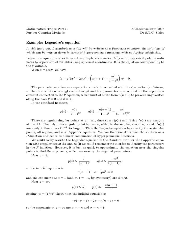 Example: Legendre's Equation | Download Free PDF | Equations ...