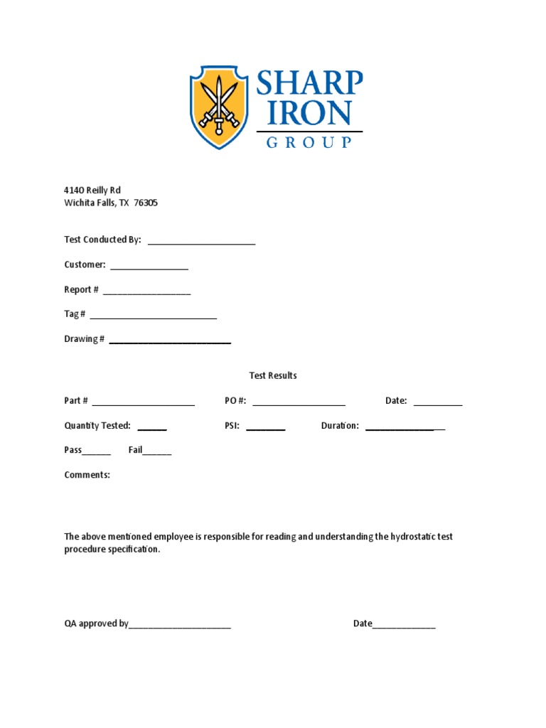 Hydrostatic Test Form for Low Pressure Vessels.docx