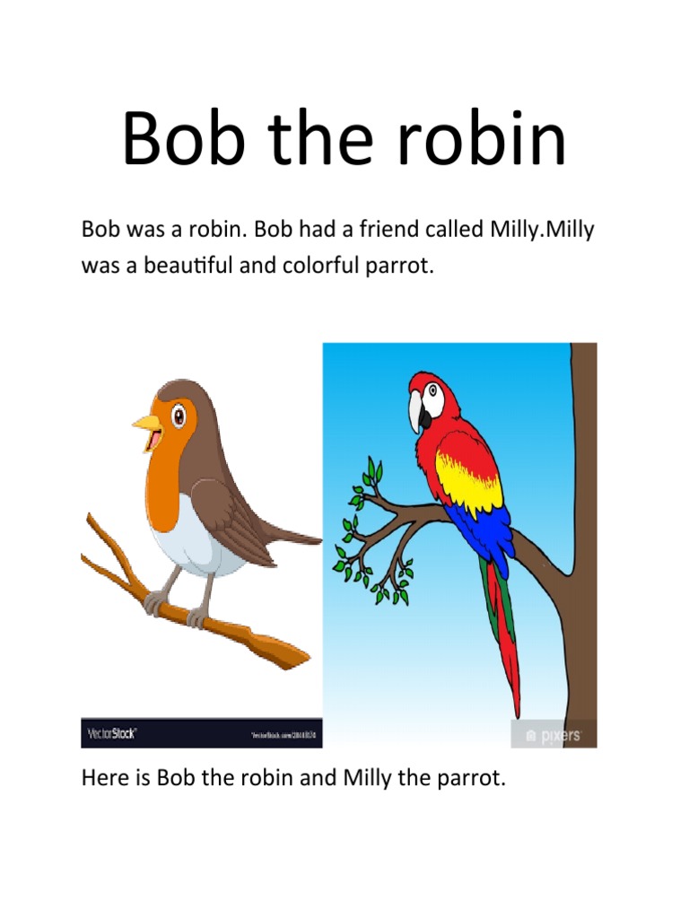 Bob The Robin Bob Was A Robin Bob Had A Friend Called Milly Milly