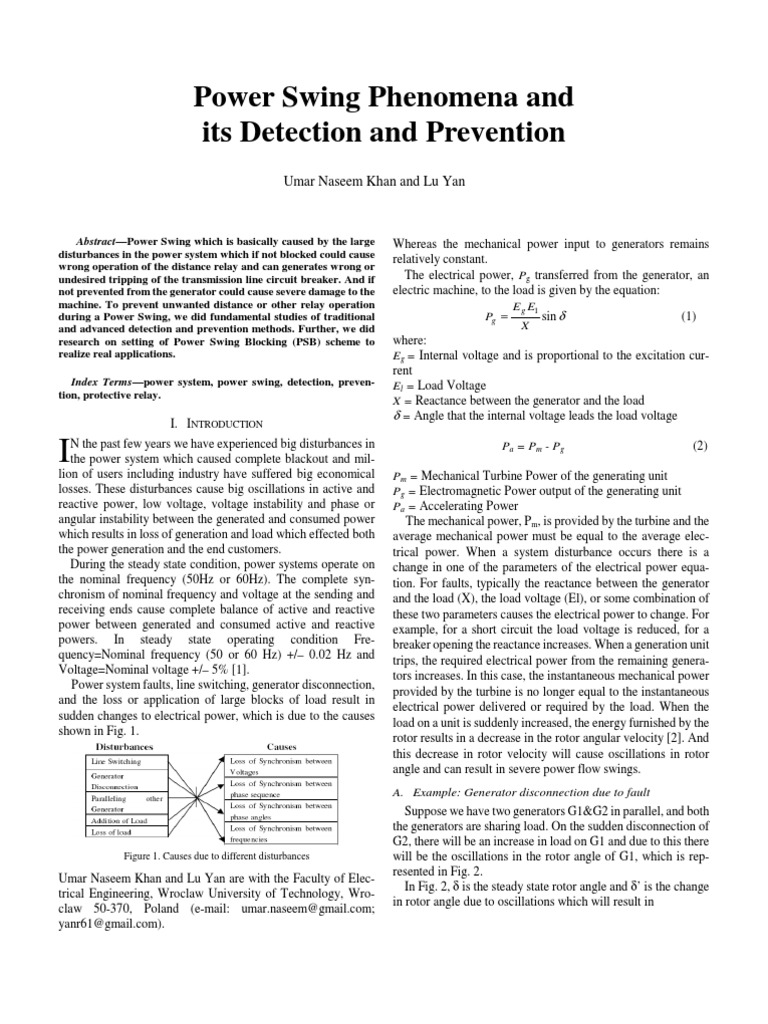 Power Swing Blocking in Relays | PDF | Electric Power System | Steady State