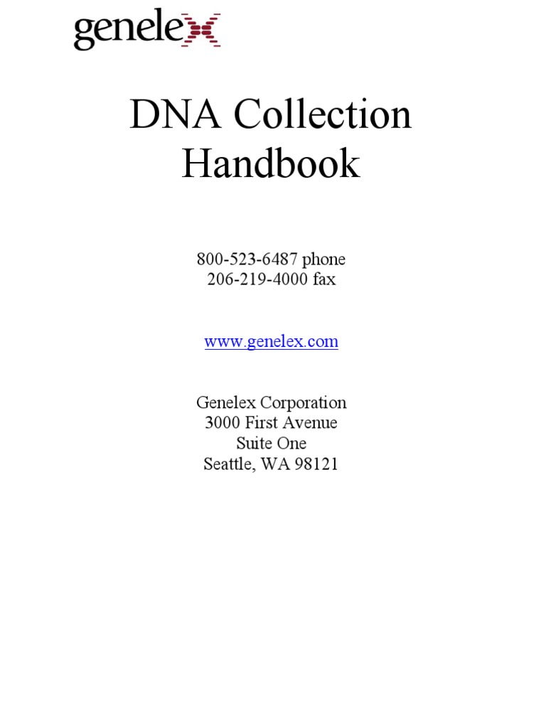 DNA Collection Handbook: 800-523-6487 Phone 206-219-4000 Fax | PDF ...