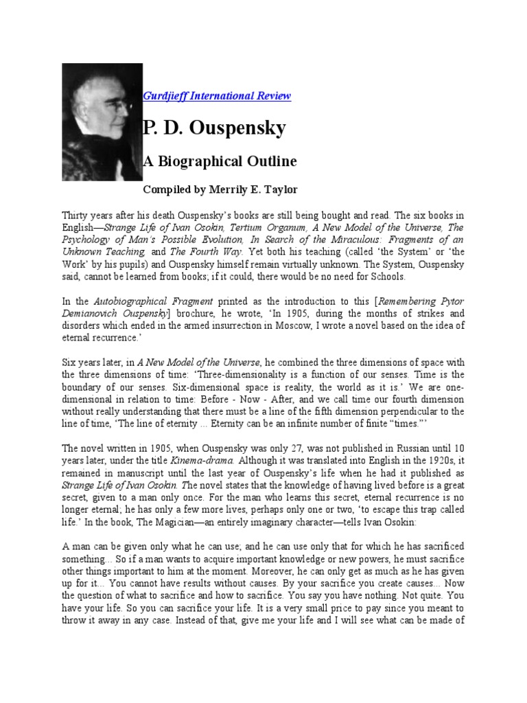 P. D. Ouspensky: A Biographical Outline | PDF