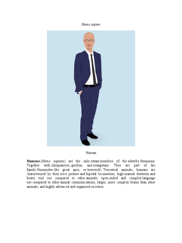 Humans: Characteristics of Homo sapiens | PDF