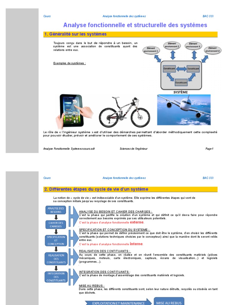 AnalyseFonctionnelleSystemes Cours PDF | PDF | Capteur | Interaction humain-ordinateur