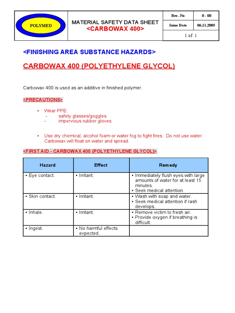 Carbowax 400 (Polyethylene Glycol) | PDF