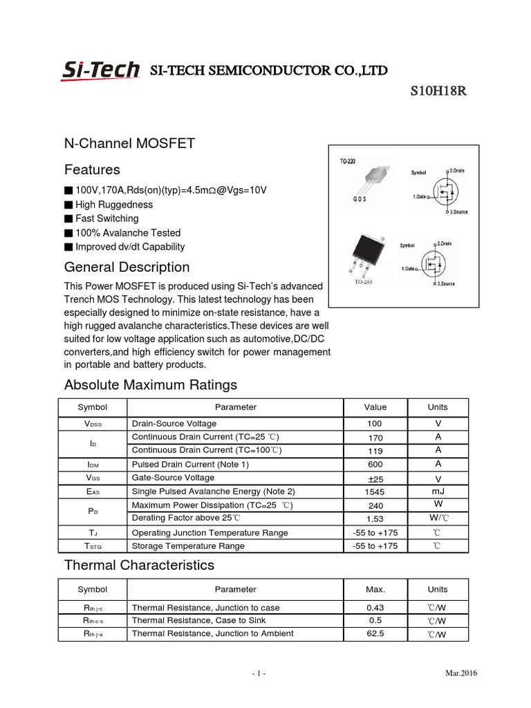 Si-Tech Semiconductor Co.,Ltd: V A A A V MJ W W | PDF | Field Effect ...