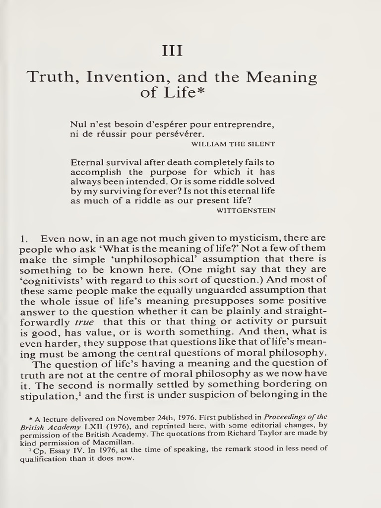 Wiggins - Truth, Invention, and The Meaning of Life | PDF | Meaning Of ...