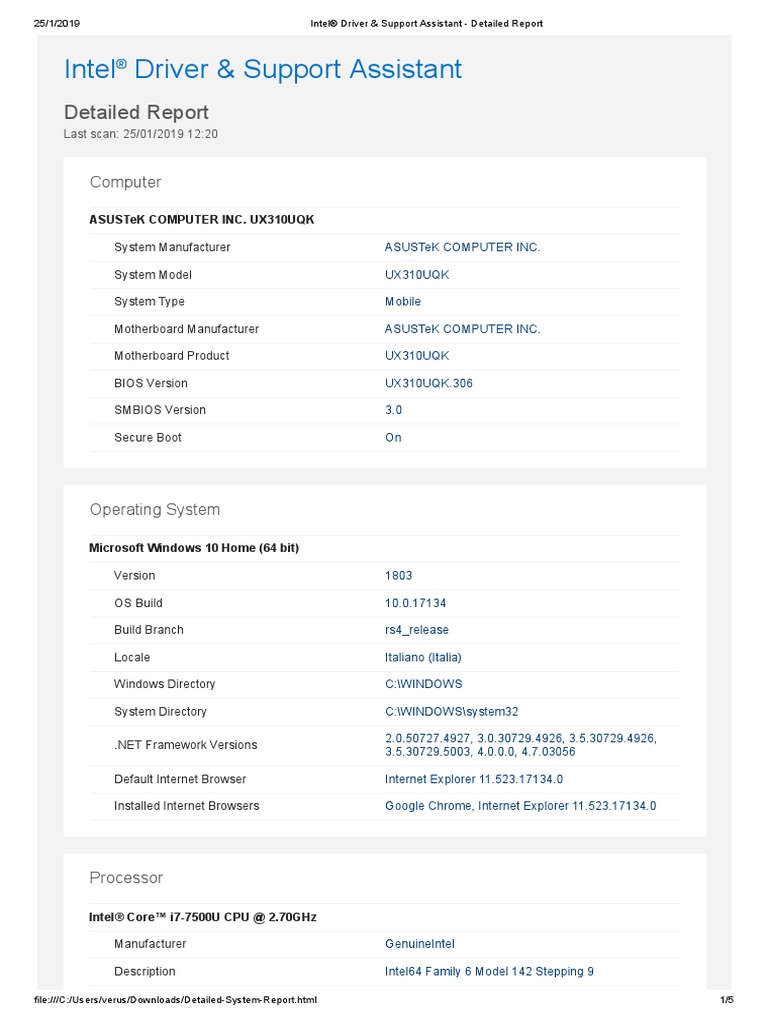 Intel® Driver & Support Assistant - Detailed Report PDF | PDF | Device Driver | Microsoft Windows
