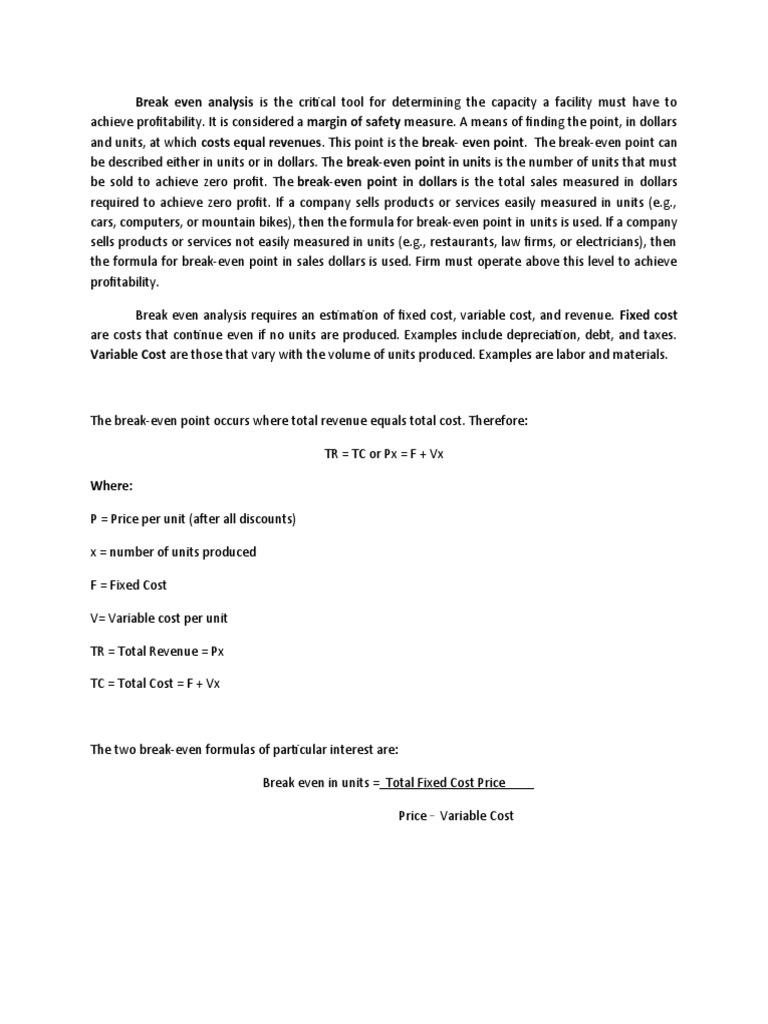 Break-Even Analysis for Businesses | PDF | Income Statement | Business ...