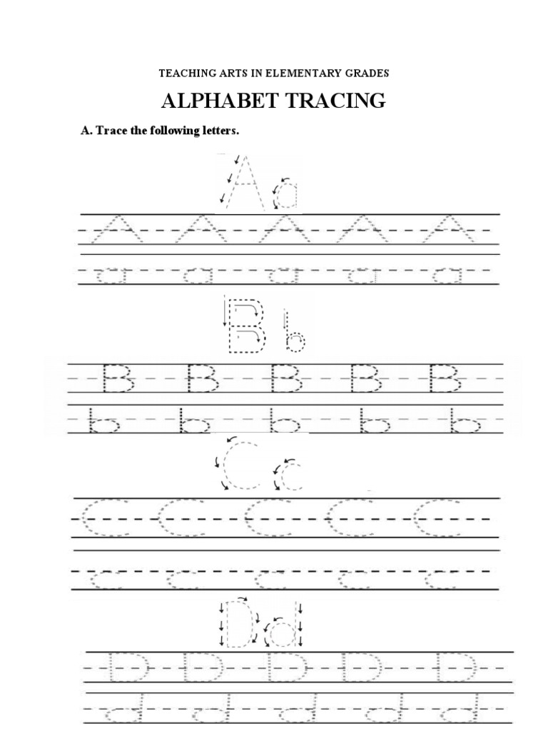 Alphabet Tracing: A. Trace The Following Letters | PDF