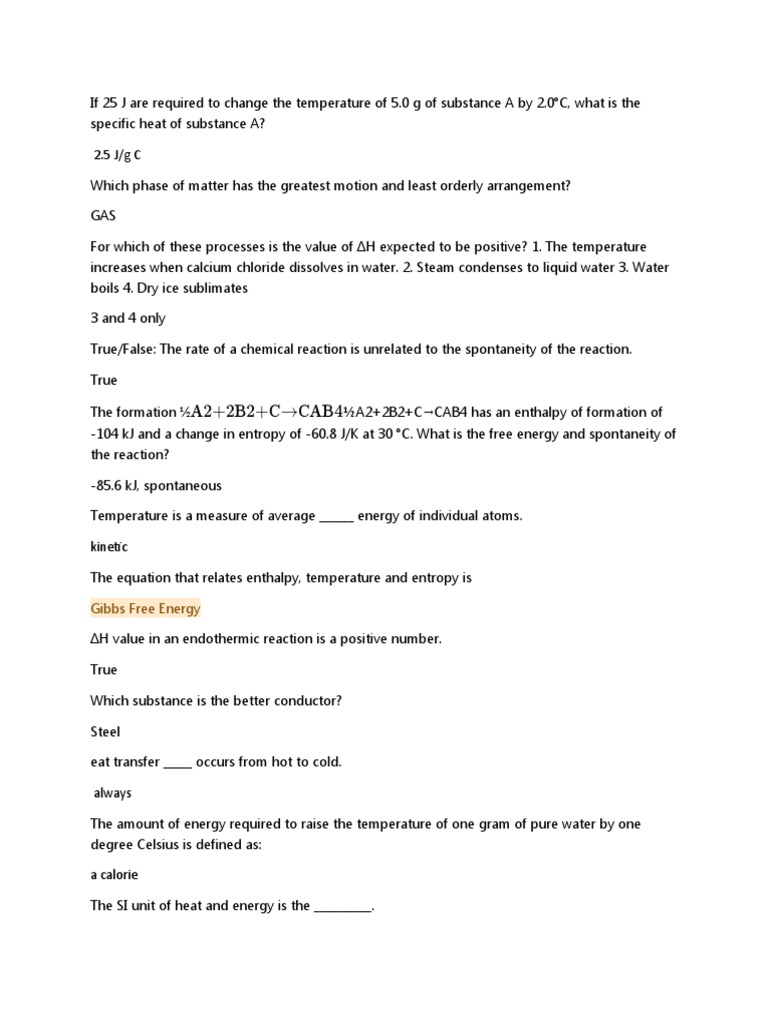 CHEM-2122-General Chemistry II | PDF | Chemical Equilibrium | Heat