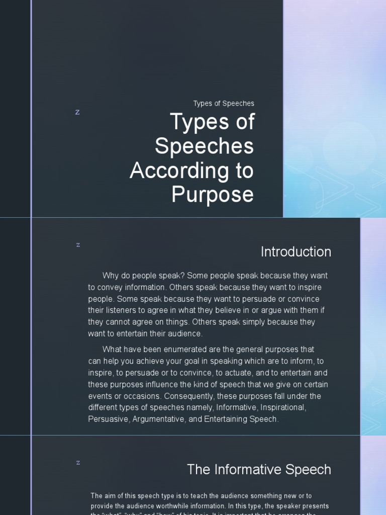 Types of Speeches by Purpose | PDF | Persuasion | Credibility