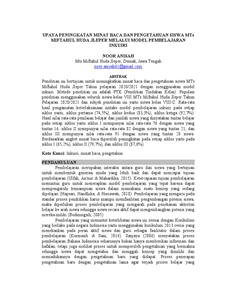 Contoh Artikel PTK | PDF