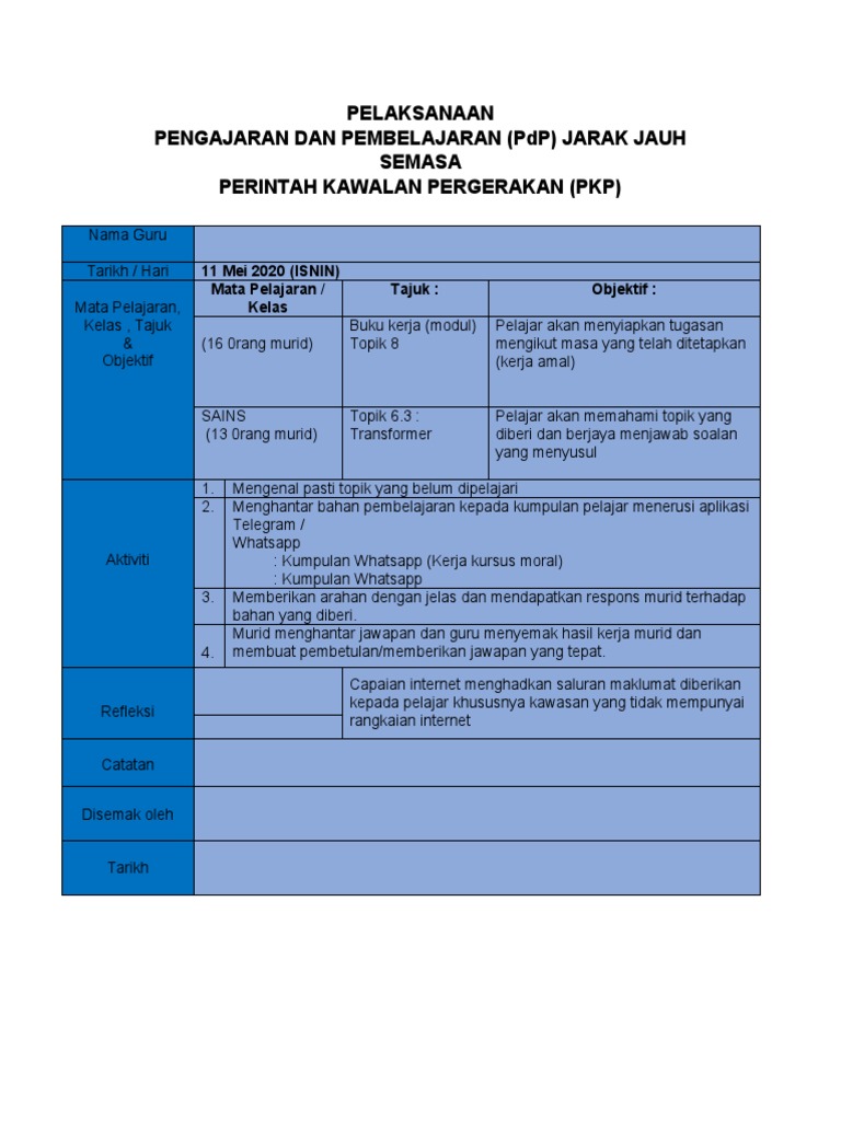 Contoh RPH PDPR 1 | PDF