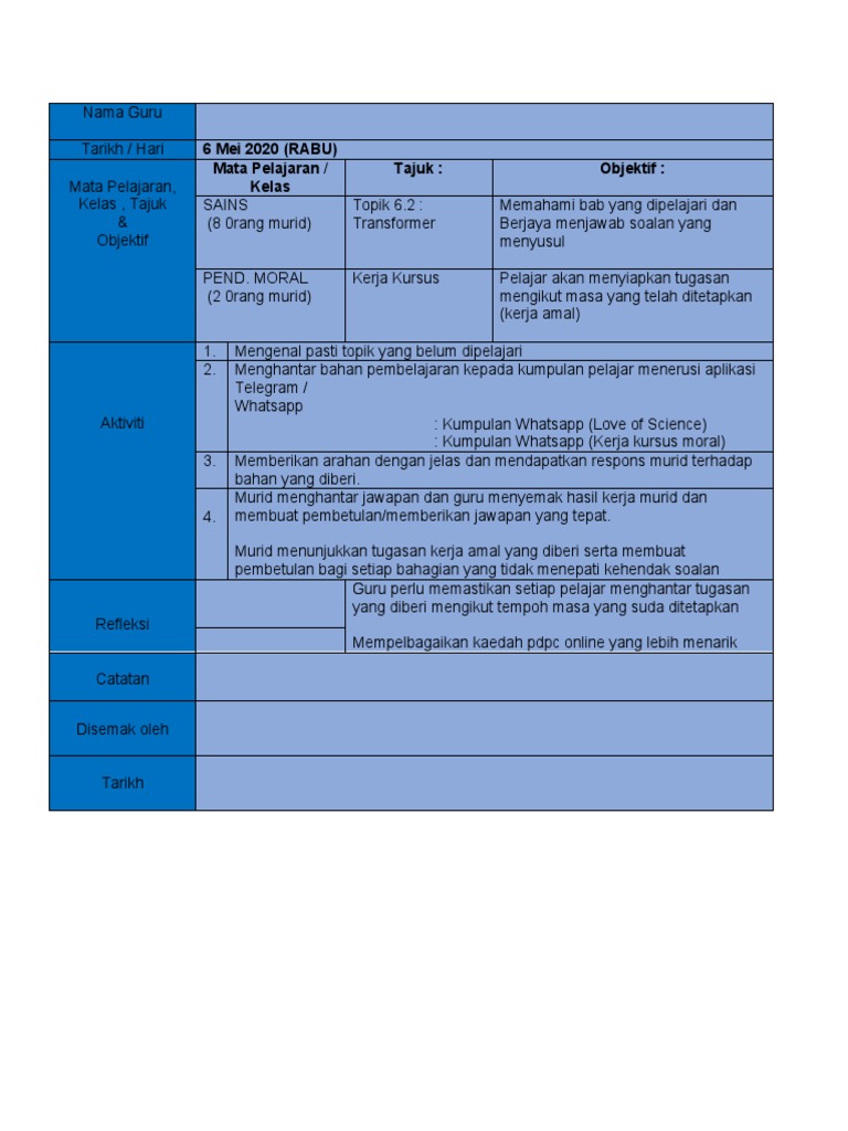 Contoh RPH PDPR 2 | PDF