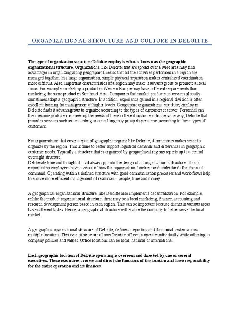 Organizational Structure and Culture in Deloitte | PDF | Leadership ...