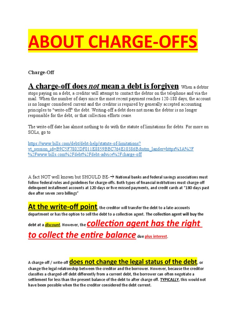 About Charge-Offs: Collection Agent Has The Right To Collect The Entire ...