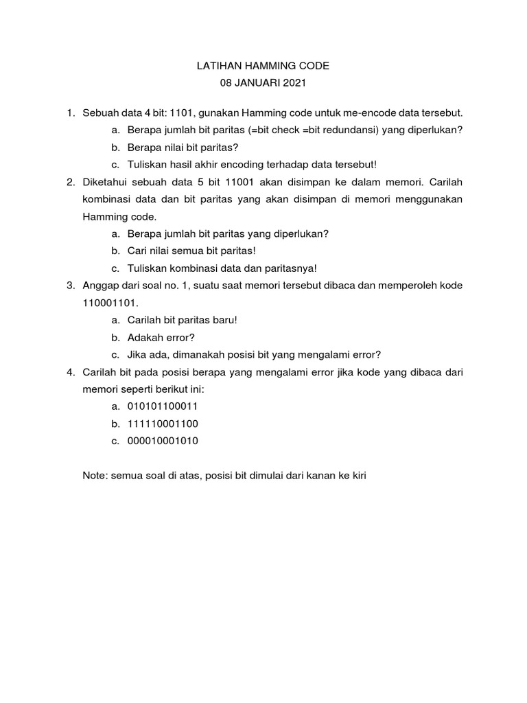 Latihan Hamming Code | PDF | Game & Aktivitas