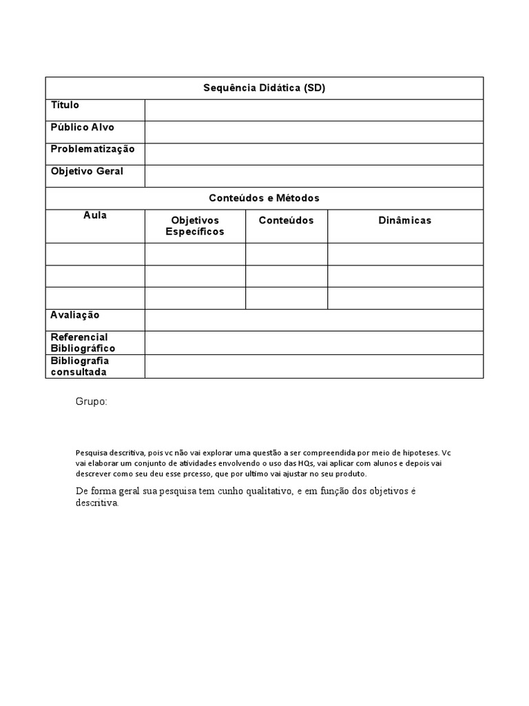 Modelo Sequência Didática | PDF
