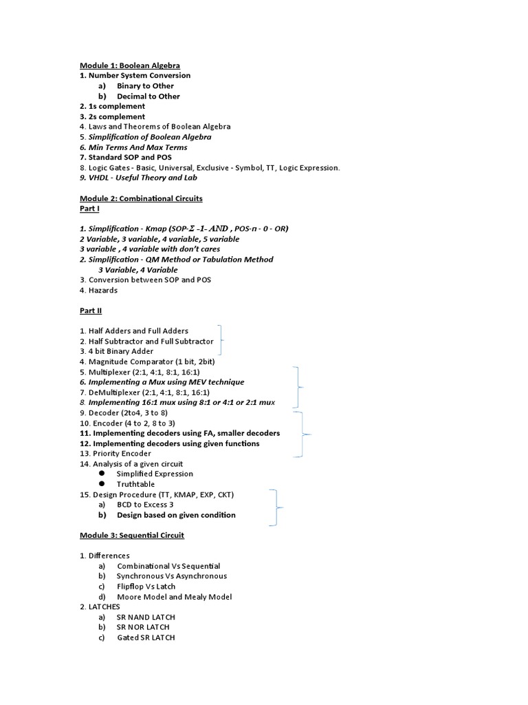 DD - List of Topics | PDF | Arithmetic | Electrical Circuits