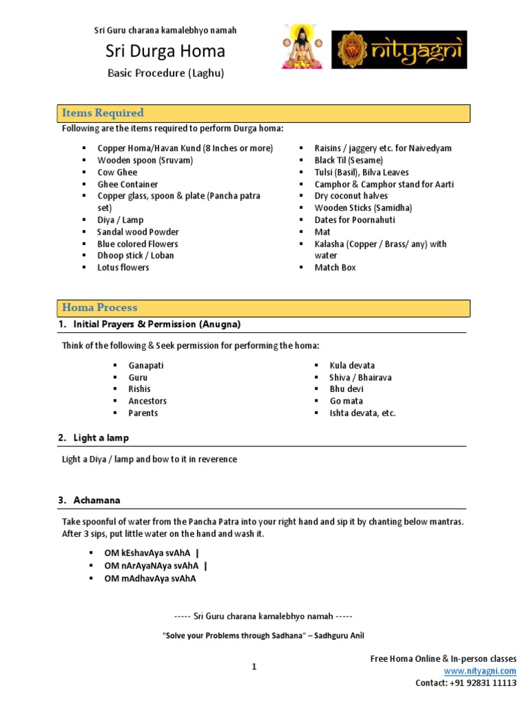 Durga Homa Basic English PDF | PDF | Mantra | Hindu Behaviour And ...