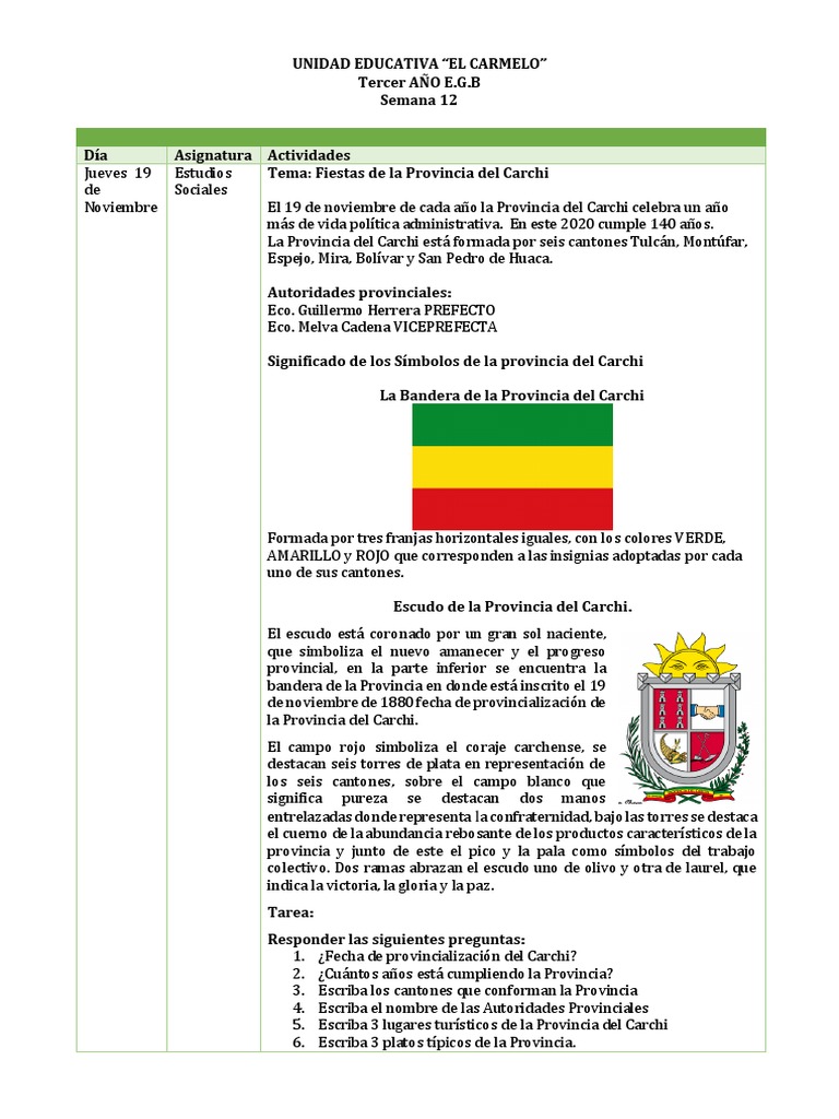 Bandera y símbolos del Carchi | PDF | Símbolos nacionales | Bandera