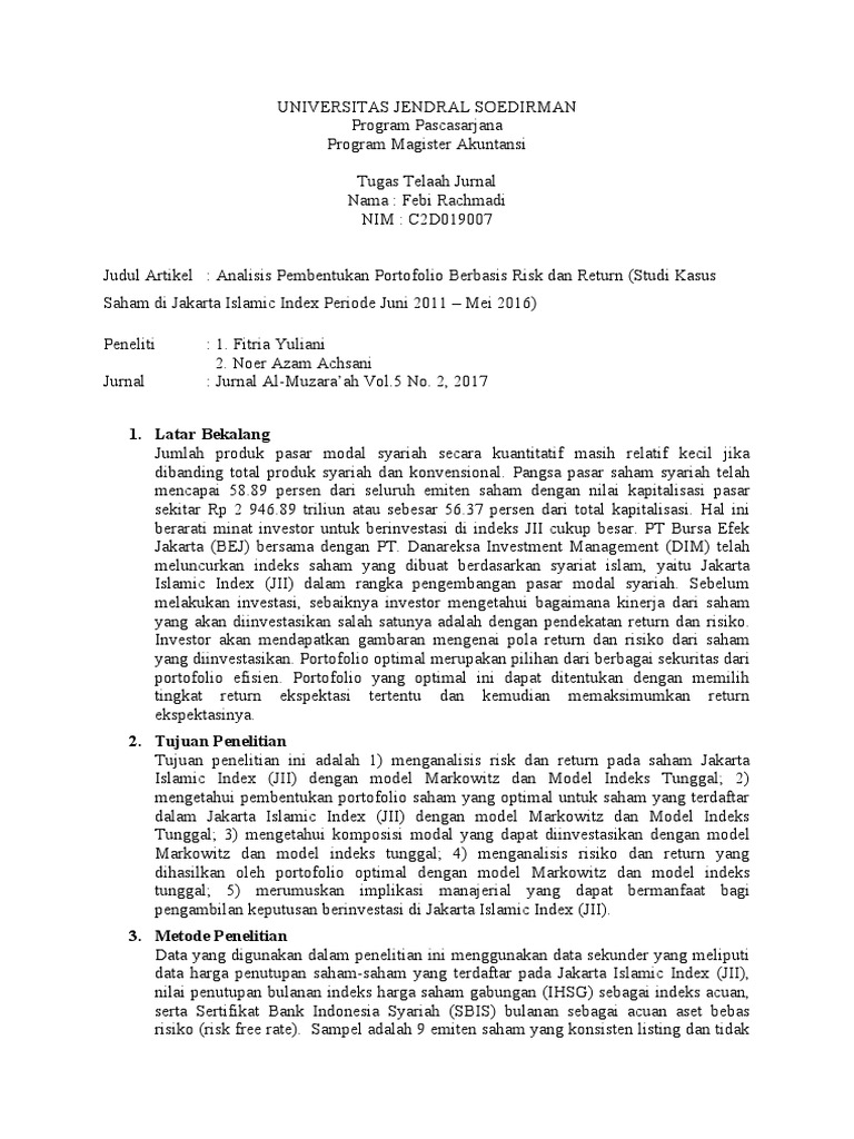 Portofolio Optimal Saham Syariah | PDF | Karier & Perkembangan | Bisnis