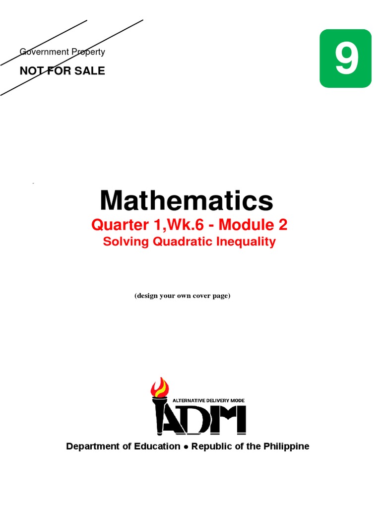 Math9 - q1 - Mod2 - Solving Quadratic Inequality - v3-1 | PDF ...
