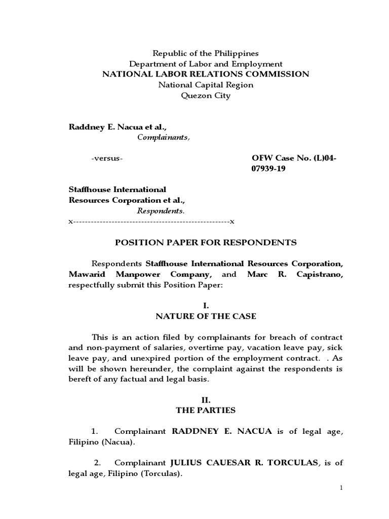 Responding to Allegations: Staffhouse International Resources ...