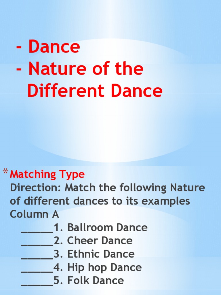Week 1 - Dance - PE 3 LESSON | PDF | Ballroom Dance | Dances