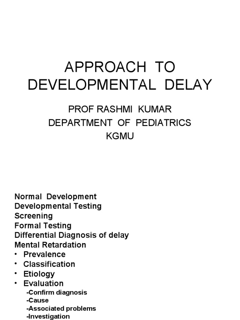 Approach to Developmental Delay | PDF | Intellectual Disability | Child ...