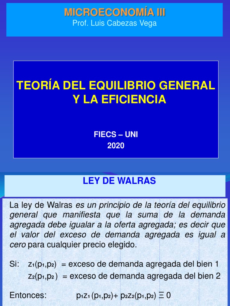 C4 La Ley de Walras | PDF | Teoría del equilibrio general | Precios