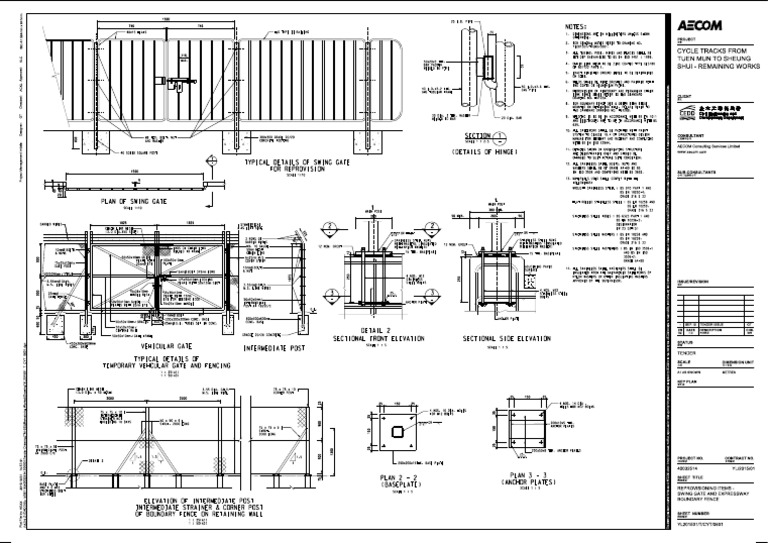 Fence Construction Drawing | PDF | Washer (Hardware) | Screw