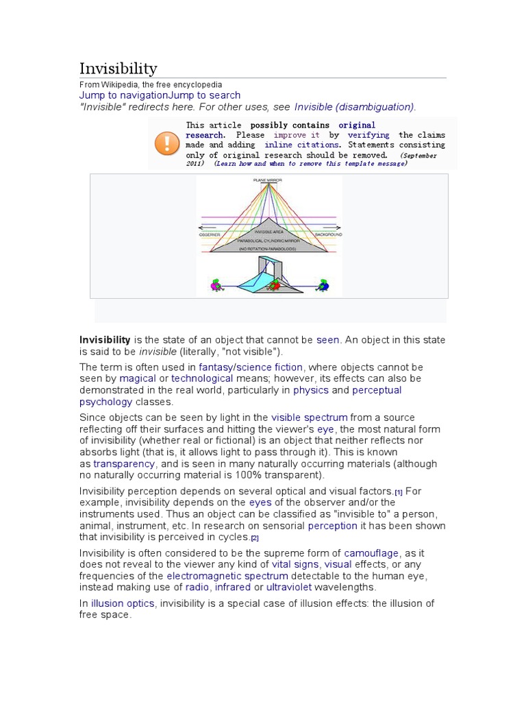 Invisibility: "Invisible" Redirects Here. For Other Uses, See | PDF ...