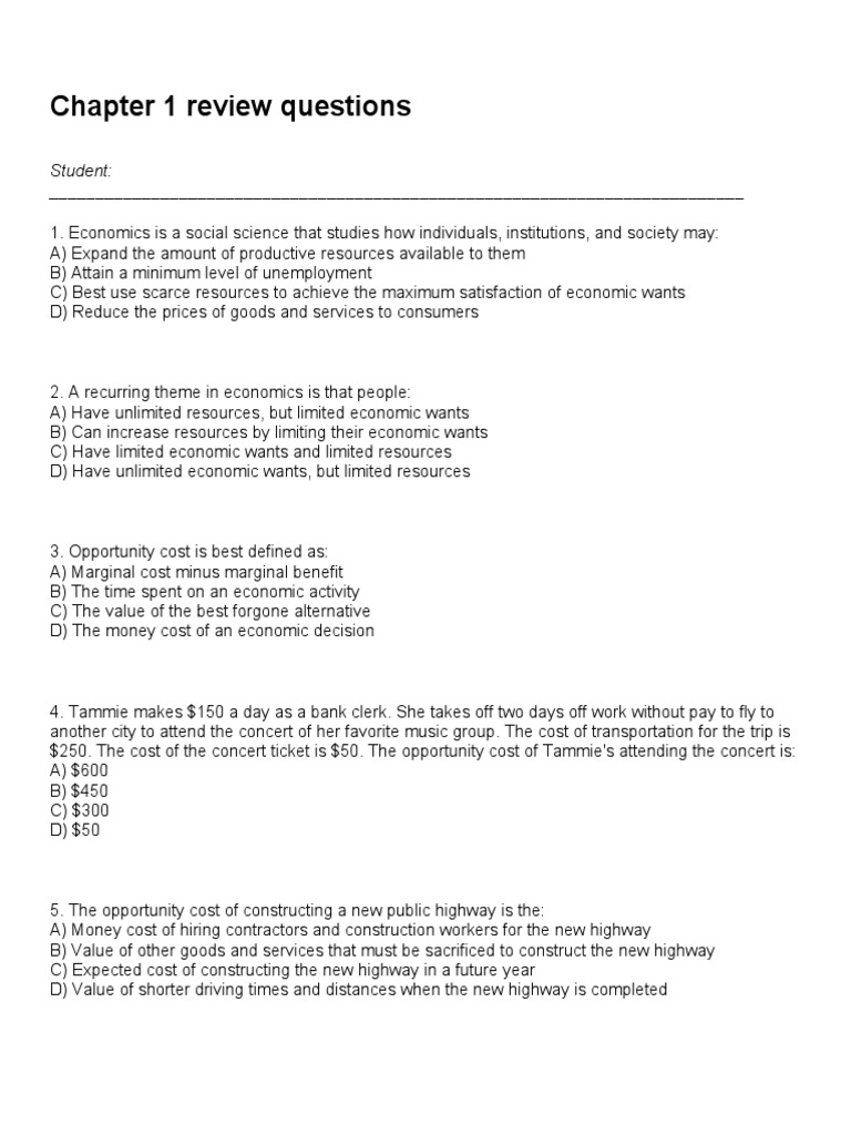 Economics: Opportunity Cost Insights | PDF