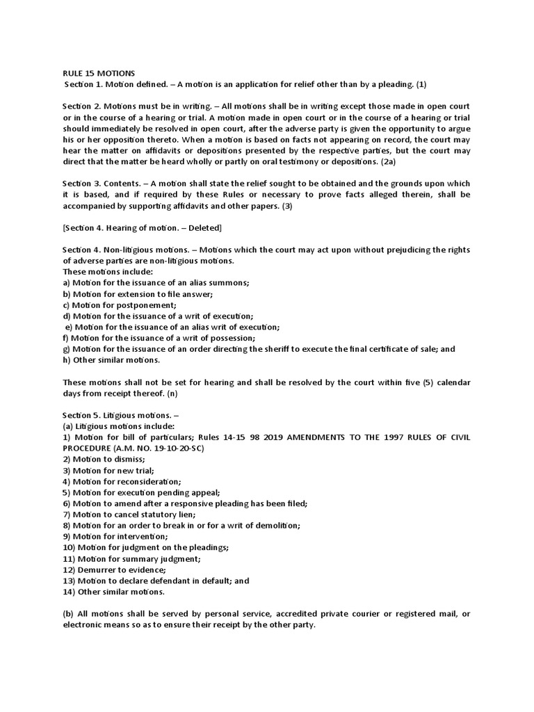 Rule 15 Motions | PDF | Pleading | Lawsuit