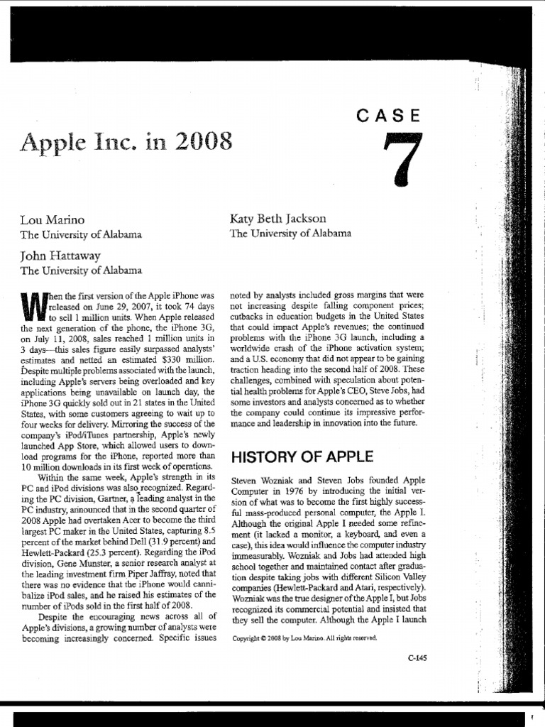 Apple Inc. Case Study | PDF