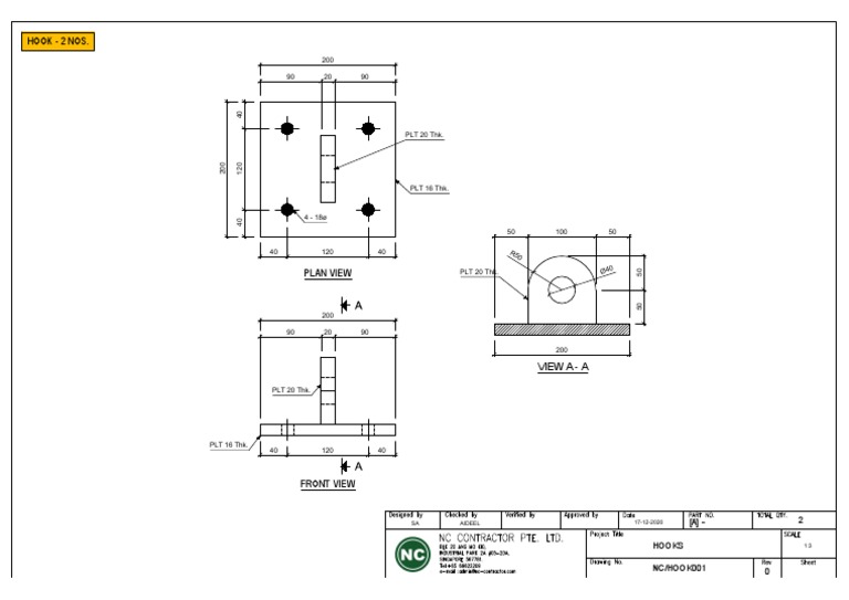 Technical Drawing of Hook Specifications | PDF
