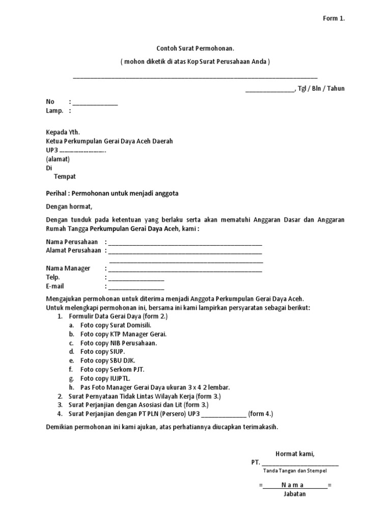 Formulir Permohonan | PDF