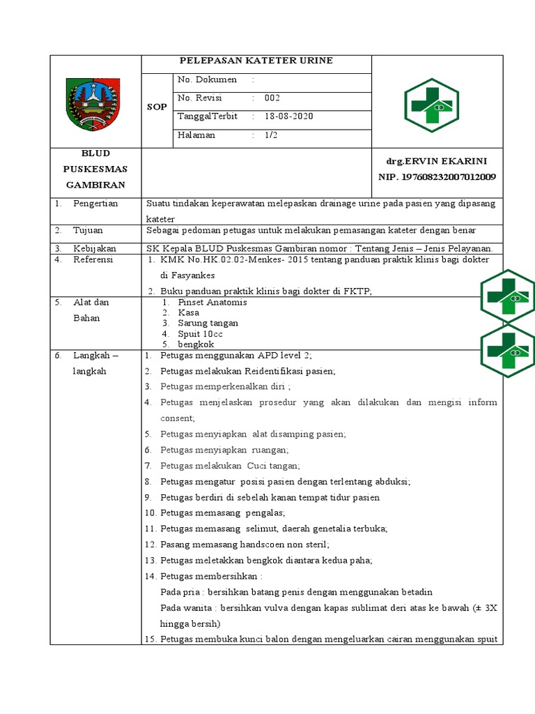 SOP Pelepasan Kateter | PDF