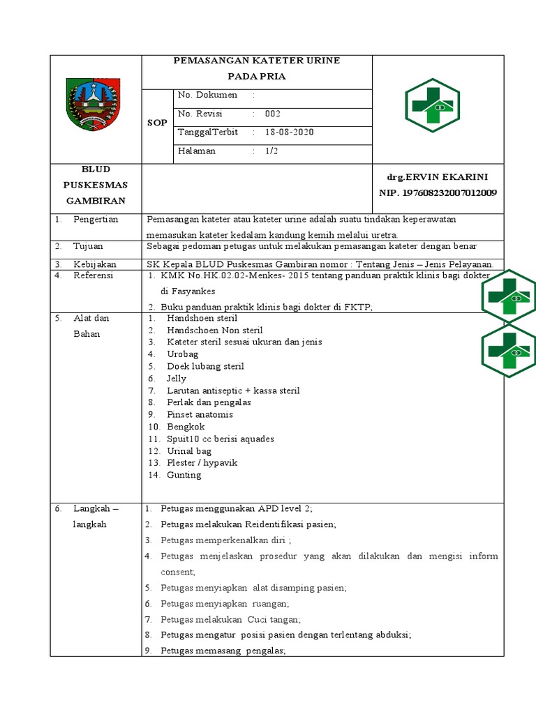 SOP Pemasangan Kateter Pria | PDF