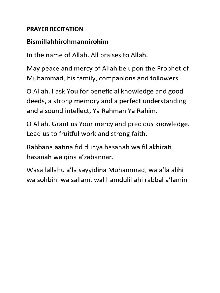 Prayer Recitation | PDF