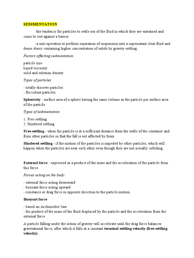 Factors Affecting Sedimentation | PDF | Drag (Physics) | Buoyancy