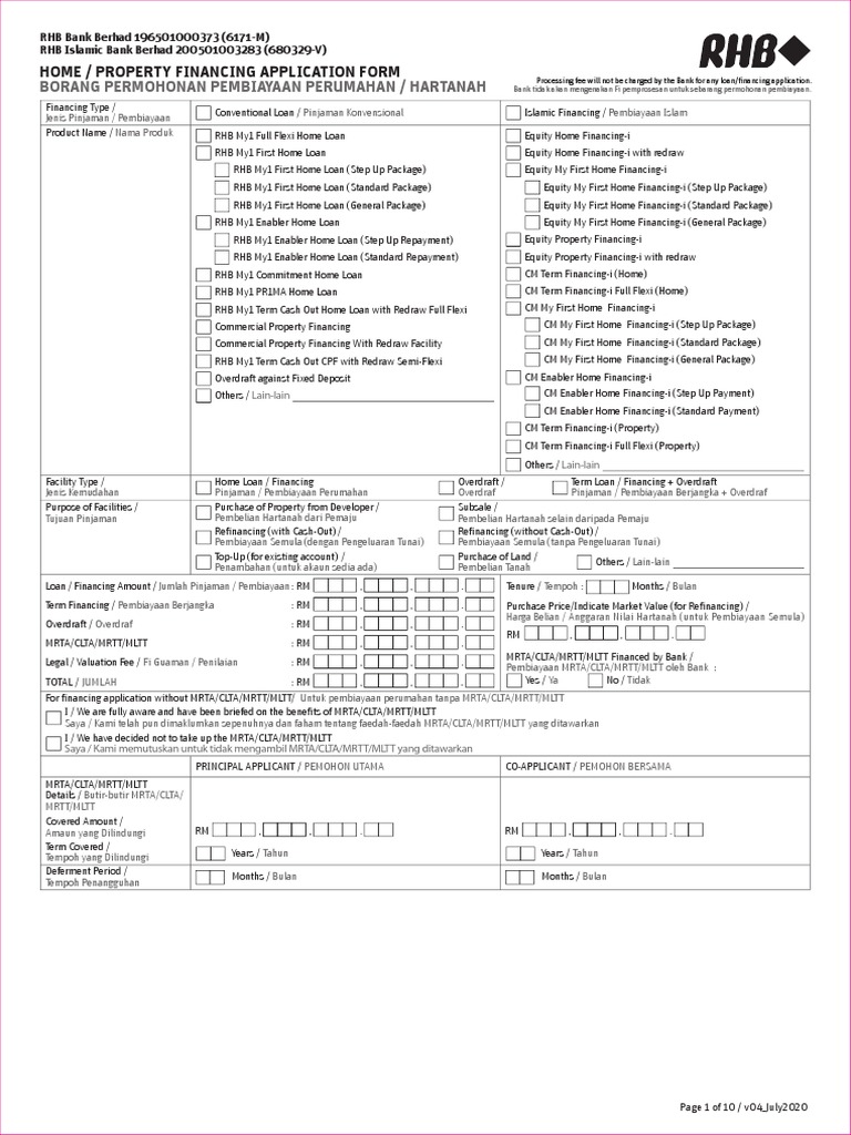 Home Property Financing Application Form - v04 - Jul2020 | PDF ...