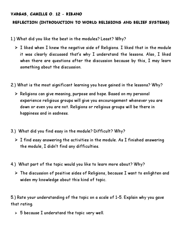 Reflection on World Religions Insights | PDF