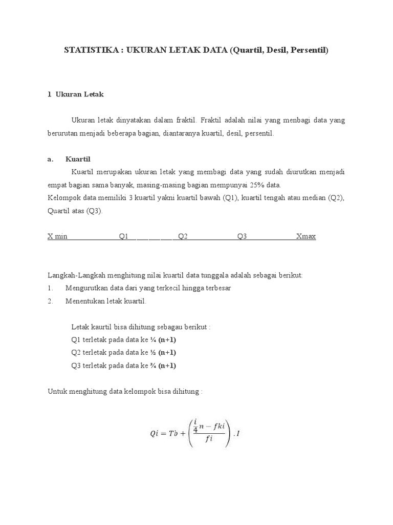 STATISTIKA - Ukuran Letak Data (Kuartil, Desil, Persentil) | PDF